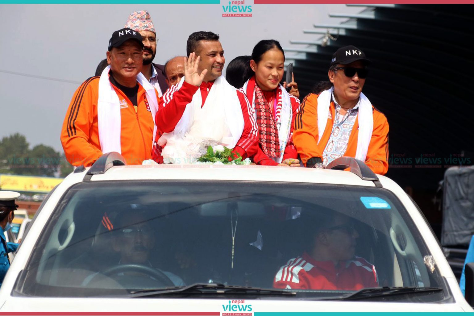 Grand Welcome to National Players in TIA (Photo Feature) | Nepal Views ...