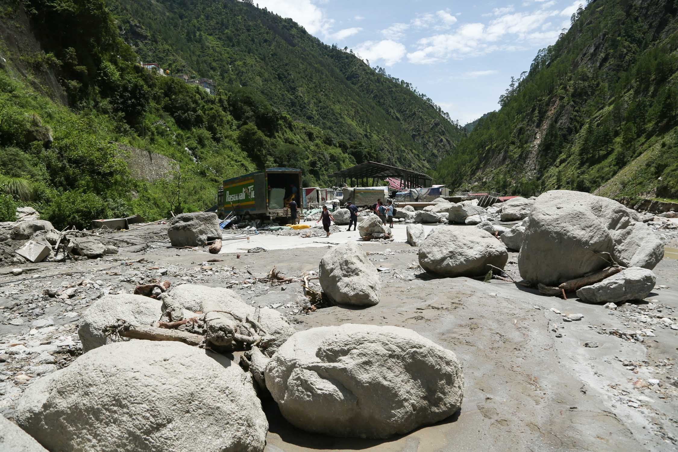 Rasuwa Customs Office destroyed in massive flood (Photos) | Nepal Views ...